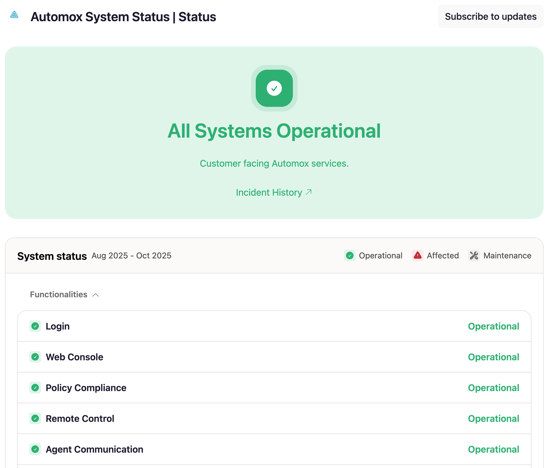 Automox System Status – Automox